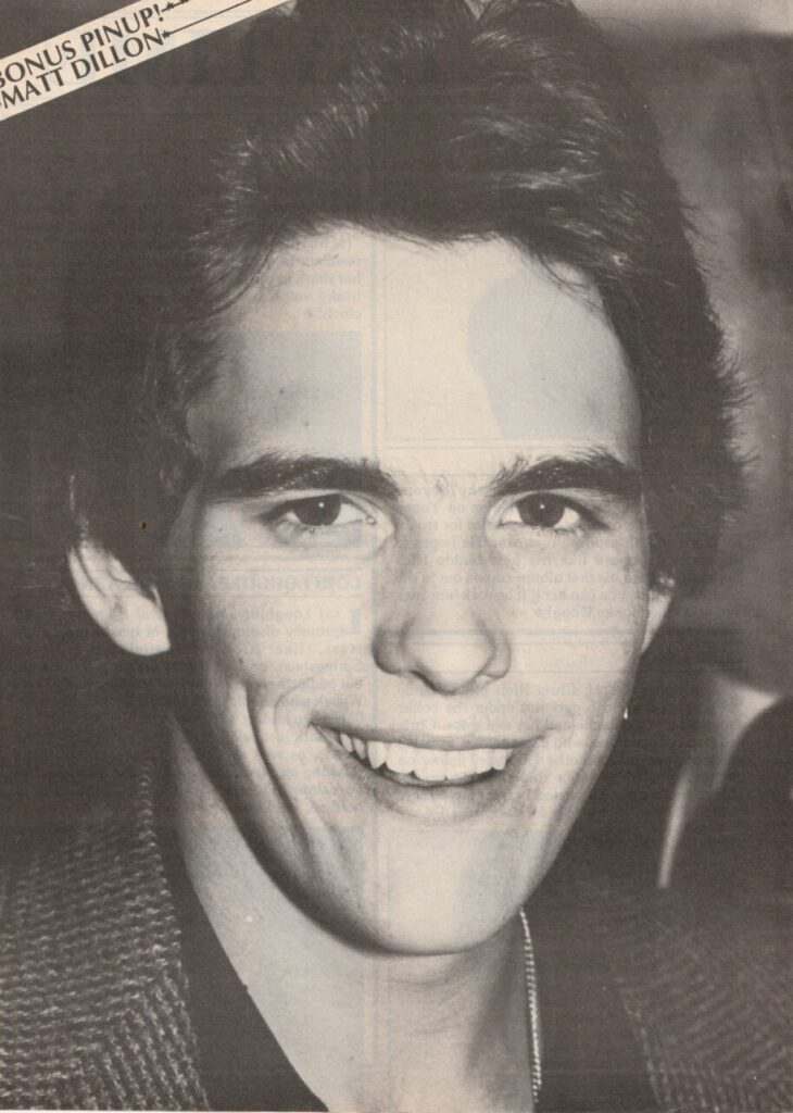 Matt Dillon teen magazine pinup great smile Bonus pinup Teen Machine ...