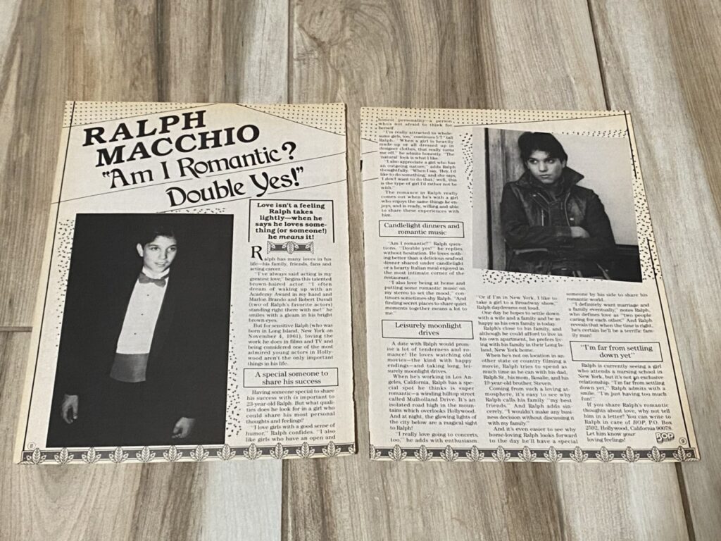 Ralph Macchio teen magazine clipping am I romantic Bop teen idols ...
