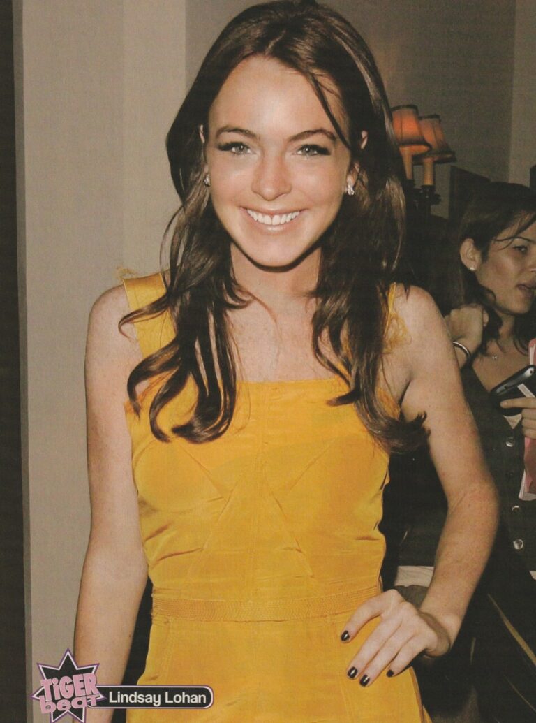 Lindsay Lohan Jo Jo teen magazine pinup yellow dress Tiger Beat teen ...