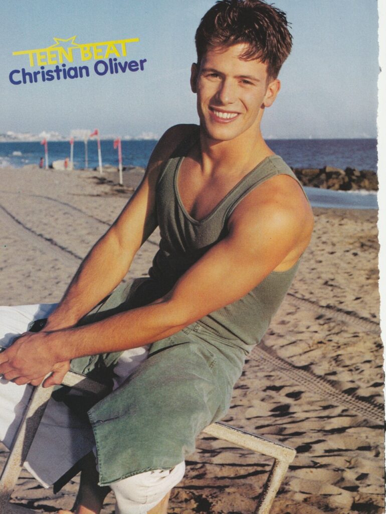 Christian Oliver Neve Campbell teen magazine pinup barefoot sand beach ...