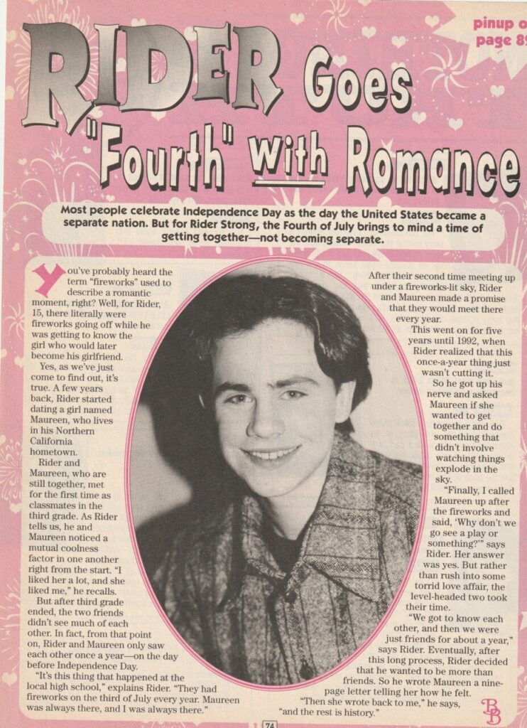 Rider Strong teen magazine clipping fourth with romance – Teen Stars ...