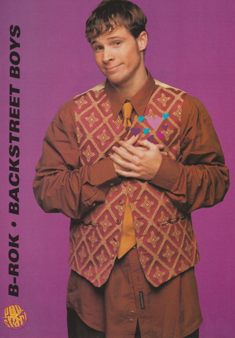 Brian Littrell teen magazine clipping red vest hand on heart Pop Star ...