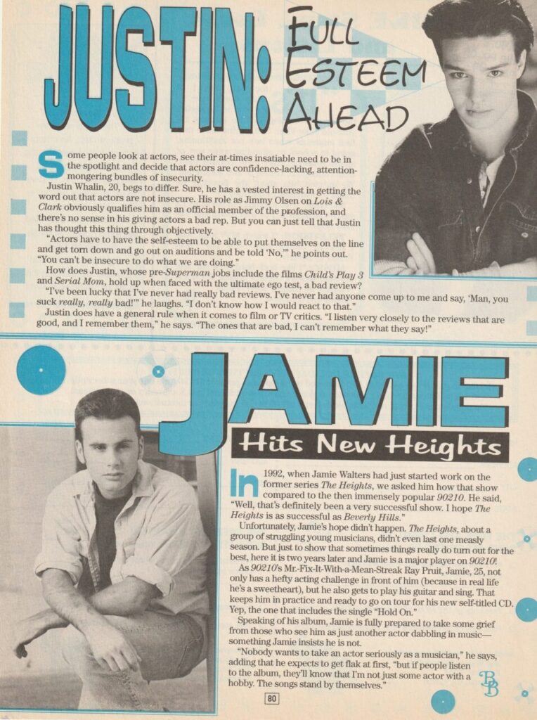 Mike Vitar Justin Whalin James Walters teen magazine pinup clipping hat ...