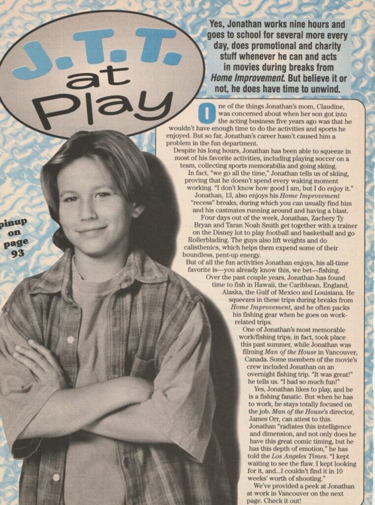 Jonathan Taylor Thomas teen magazine clipping Play Bop Man of the House ...