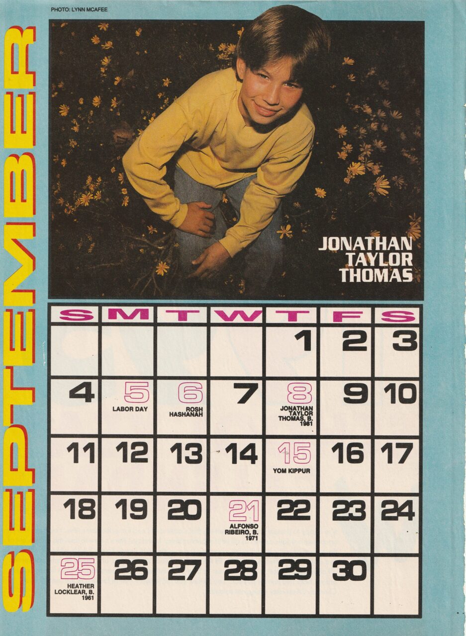 Jonathan Taylor Thomas teen magazine pinup clipping calendar 90’s pix ...