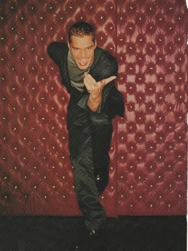 Ricky Martin Menudo teen magazine pinup clipping red background suit ...
