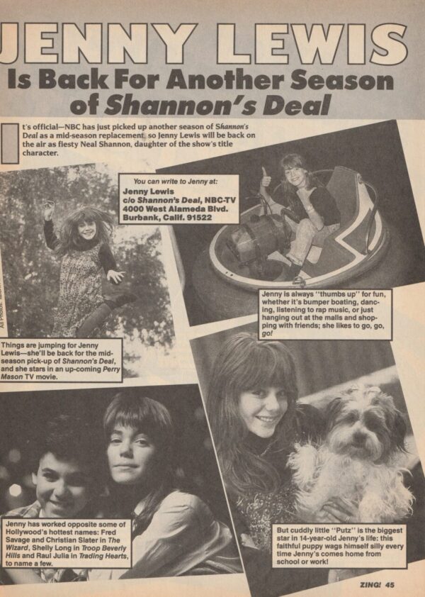 Tommy Puett Jenny Lewis teen magazine clipping Hard work – Teen Stars ...