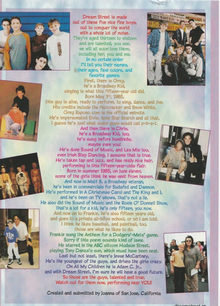Dream Street teen magazine pinup clipping Jesse Mccartney Chris ...